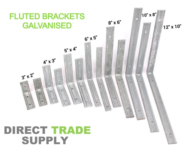 FLUTED ANGLE BRACKETS Heavy Duty Galvanised Shelving Shed Garage ...