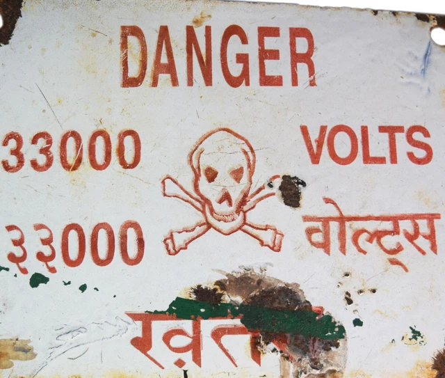 INDIAN 33000 VOLTS Enamel Danger (Khatra) Sign Board Electric sign ...