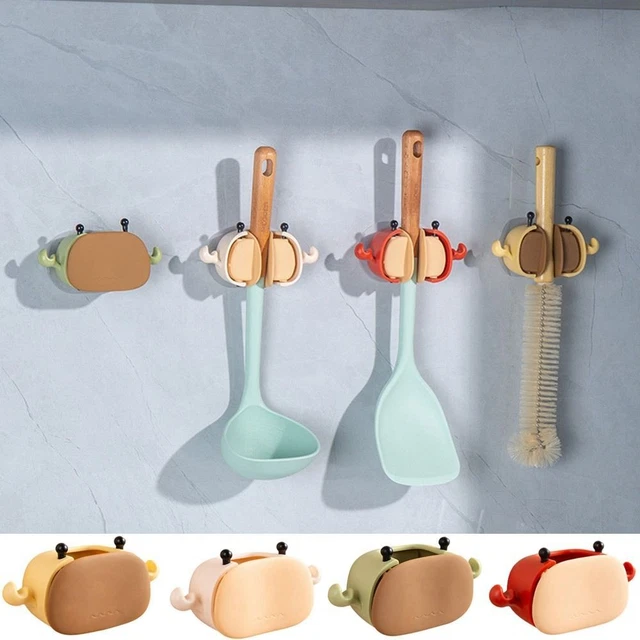 WALL-MOUNTED CRAB BROOM Holder Cartoon Crab Shape Broom Storage Rack ...