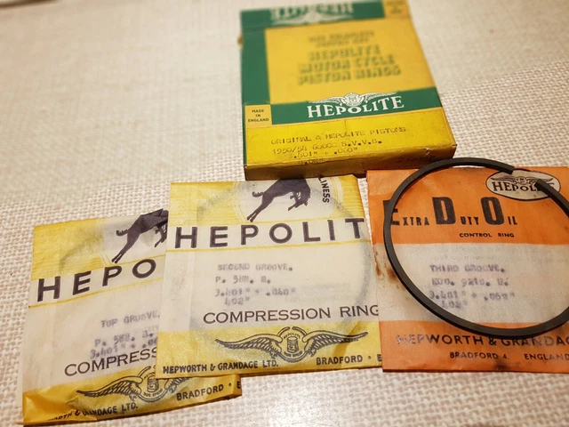 GENUINE HEPOLITE PISTON Rings Ariel +0.60 600cc 1931 on SB SG VG32 & VB ...