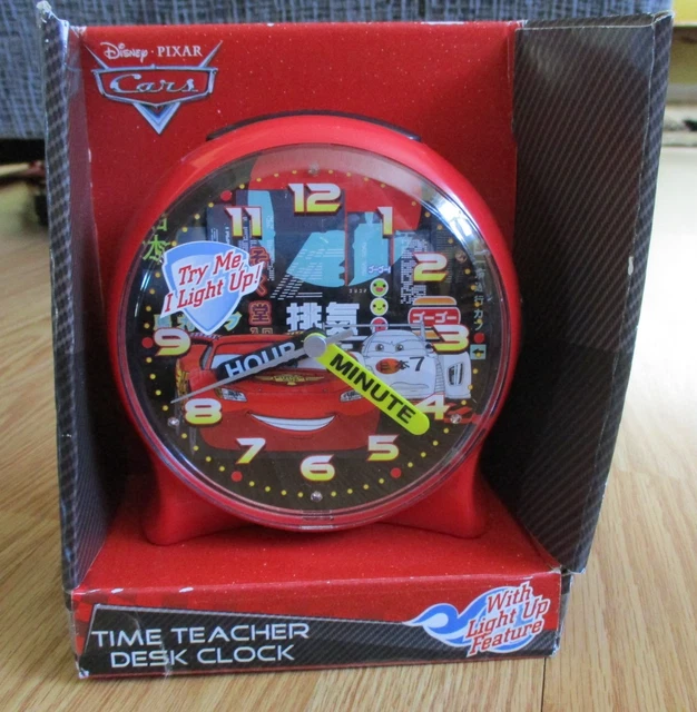 DISNEY PIXAR CARS Lightning McQueen Time Teacher Desk Clock W/Light Up ...
