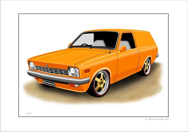 HOLDEN TD GEMINI Panelvan Limited Edition Car Drawing Print ( 6 Car ...