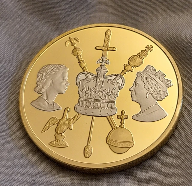 QUEEN ELIZABETH II Diamond Jubilee Silver Gold Bar COA Box Coin Old ...