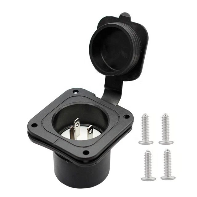 FLANGED POWER SOCKET Inlet Receptacle With Screws 3 Prong 50Hz/60Hz AC ...