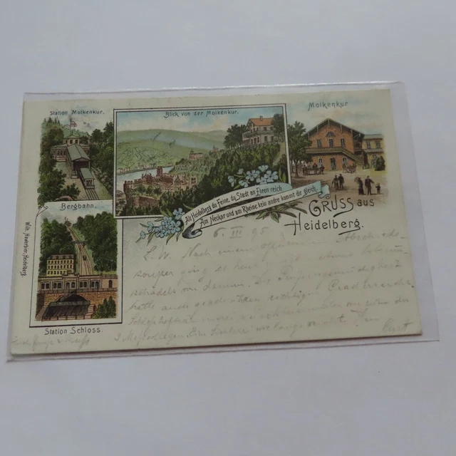 CARTOLINA RARA: SALUTO da Heidelberg, Molkenkur, funivia di montagna ...