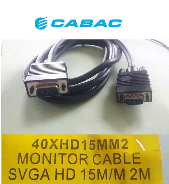 CABAC 40XHD15MM2 COMPUTER MONITOR CABLE LEAD SVGA HD 15M/M Male Male 2M ...