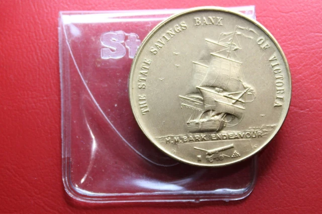 1970 STATE BANK Captain Cook Bicentennial Medal In Stokes Flip ...