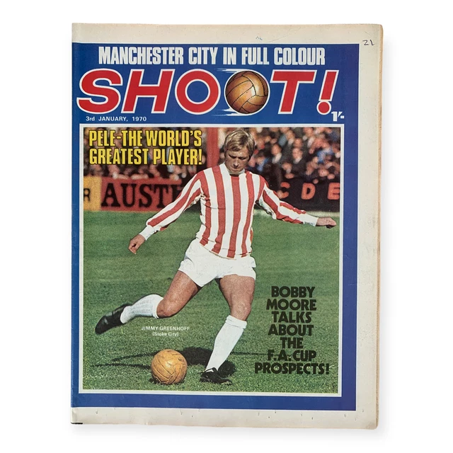 SHOOT MAGAZINE 3 January 1970 Jimmy Greenhoff Stoke Manchester City ...