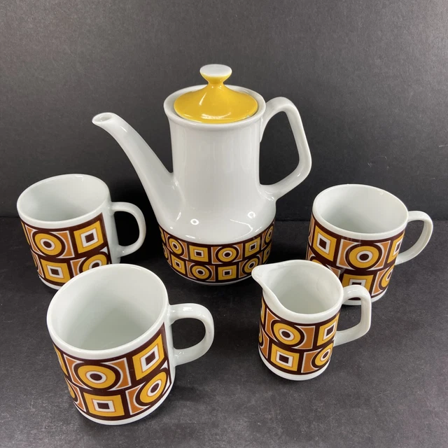 VTG SIENA WARE Coffee Tea Set 70s 80 Imperial Modern Geometric Coffee ...