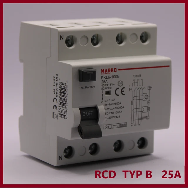 FI TYP B RCD Fehlerstromschutzschalter Wallbox E-Auto Allstromsensitiv ...