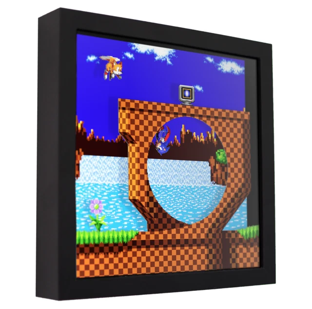 SONIC THE HEDGEHOG (Loop) - 3D Shadow Box Frame (9" x 9") EUR 49,79 ...