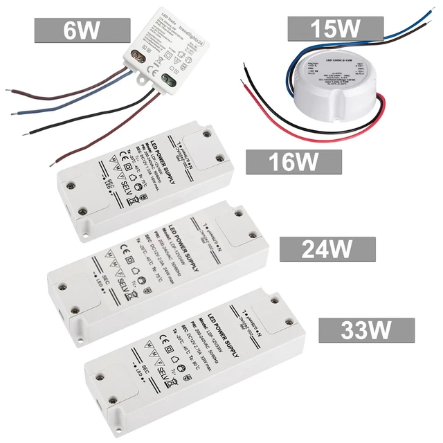 LED TRAFO 12V DC Transformator Konverter 6W 15W 16W 24W 33W kleine Bauform CE EUR 12,99 ...