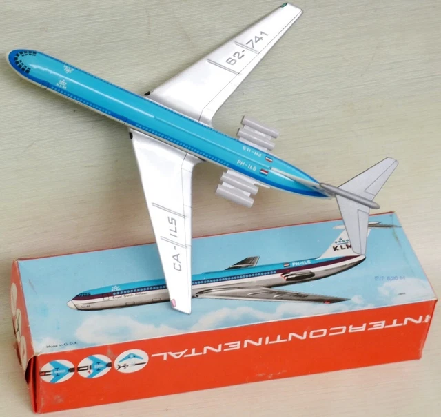 DDR BLECHSPIELZEUG FLUGZEUG IL 62 Intercontinental VEB Plasticart OVP ...