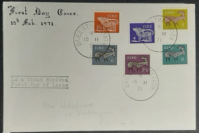 (IRL-224) IRELAND EIRE 1971 FDC Decimal Issue with 6 stamps SG 293-298 ...
