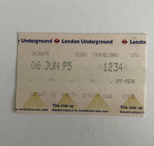 VINTAGE LONDON UNDERGROUND Tube Train Rail 1 Day Travelcard Ticket 6 ...
