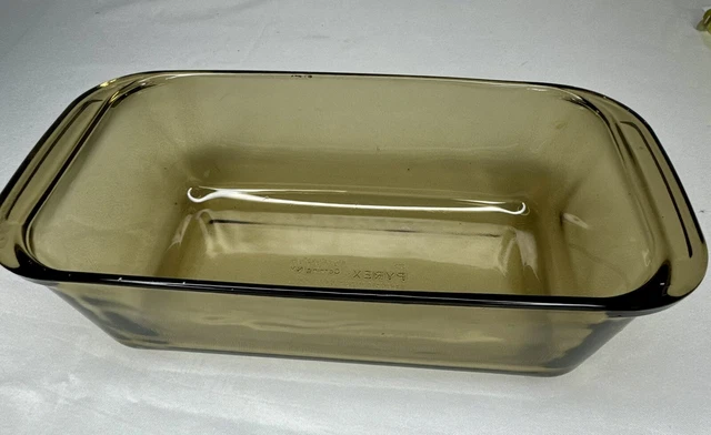 VINTAGE PYREX AMBER Glass Bread Pan Brown Ovenware #213 1.5L 8.5x4.5x2 ...