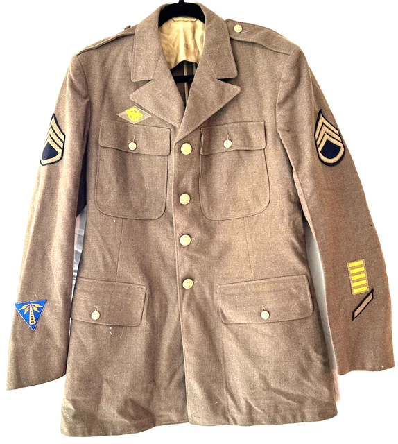 WWII US ARMY Air Force AAF Staff Sergeant 4 Pocket Service Coat ...