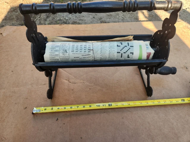 NEWSPAPER LOG MAKER Roller Cast Iron Fireplace Tool Farmhouse Cottage ...