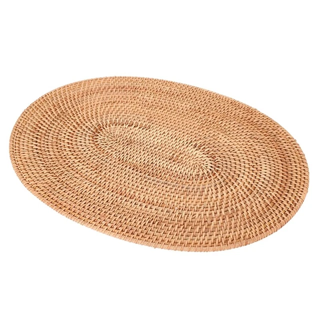 RATTAN WOVEN PLACEMATS Oval Round Table Mats Non Heat Resistant ...