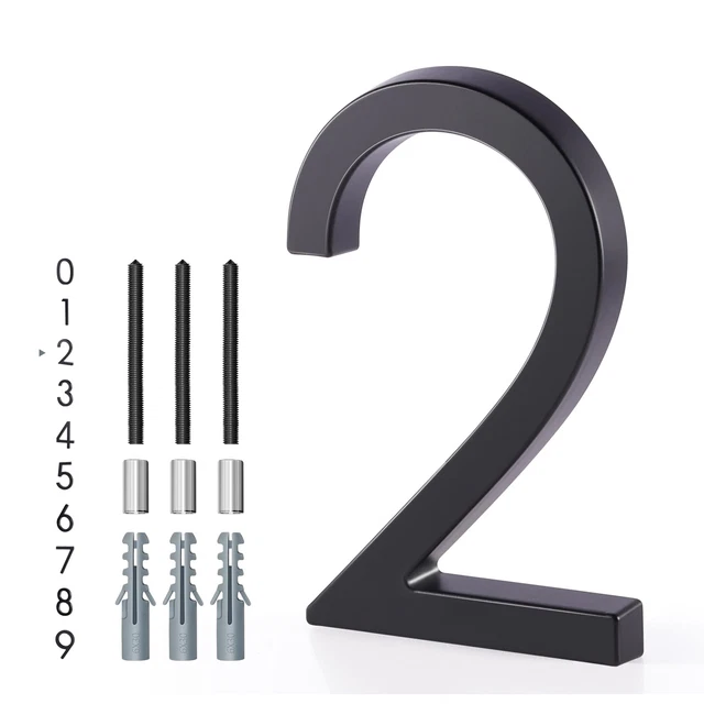 FLOATING HOUSE NUMBER 2 YIPLED 6 Inch Modern House Numbers for Home ...