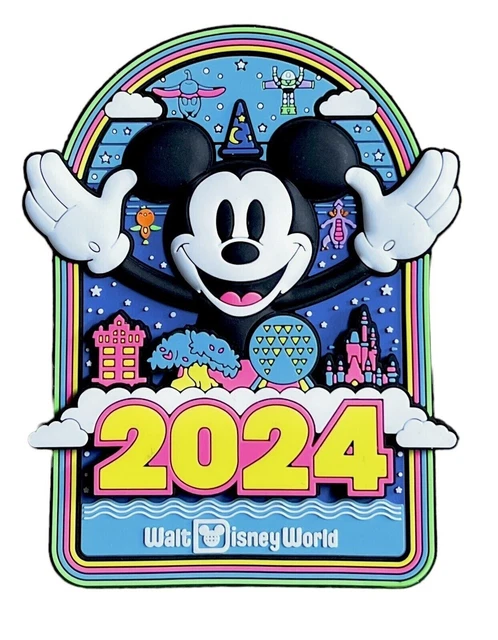 DISNEY WORLD 2024 Mickey Four Parks Icons 3D Fridge Magnet Castle Epcot ...
