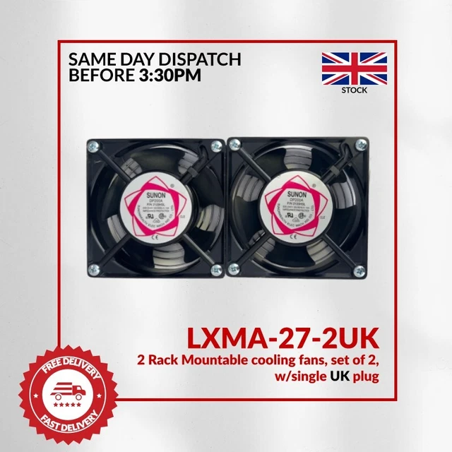SERVER RACK DATA Network Cabinet Cooling Fans set of 2 Black £28.00 ...