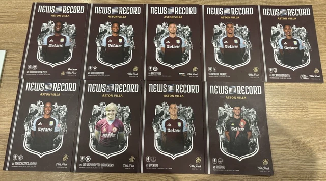 ALL ASTON VILLA Home Programmes From 2024/25 Season £130.70 - PicClick UK