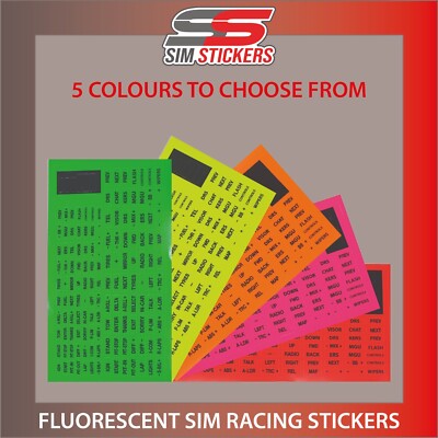 FLUORESCENT BORDER STICKERS Car Sim Racing Button Box/Wheel VARIOUS ...