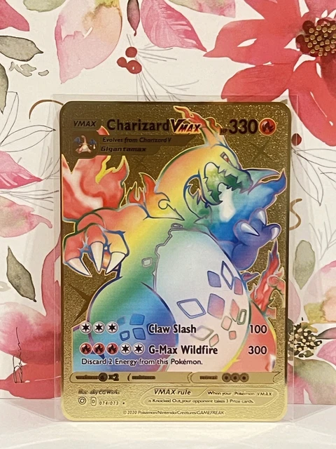 CHARIZARD VMAX RAINBOW Gold Metal Pokémon Card Fan Art/Collectible/Gift ...
