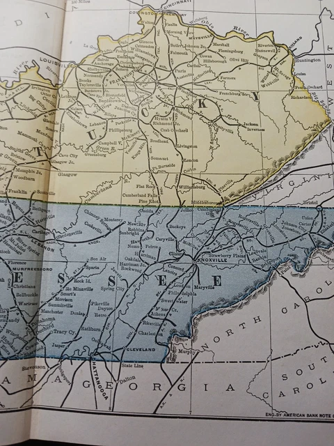 1897 TRAIN ROUTE Map KENTUCKY & TENNESSEE all Railroad Lines stations ...
