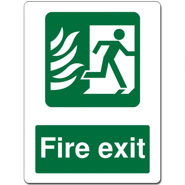 FIRE EXIT FIGURE Door Health Safety Emergency Evacuation Metal Sign 15 ...