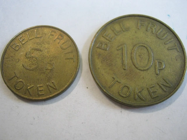 UK BELL-FRUIT GAMING Slot Machine Token 1970s 5P & 10P Tokens N#21271 ...