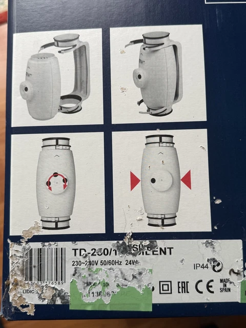 S&P TD-250/100 SILENT Inline Mixed Flow Duct Fan - 100mm £99.48 ...