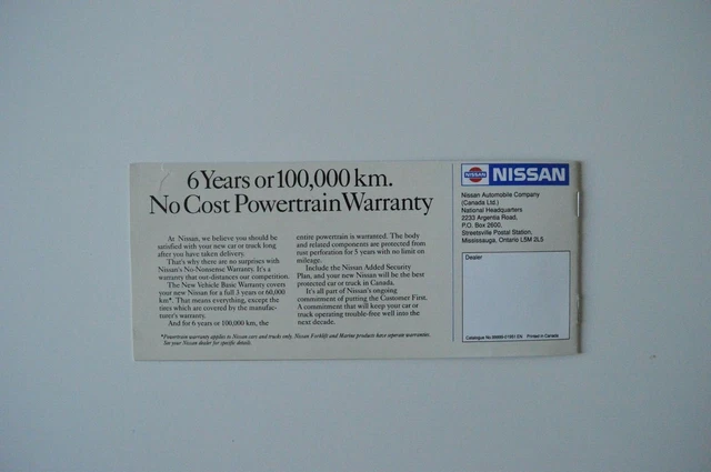 1989 NISSAN FULL Line Dealer Brochure - English - Canada $12.00 ...
