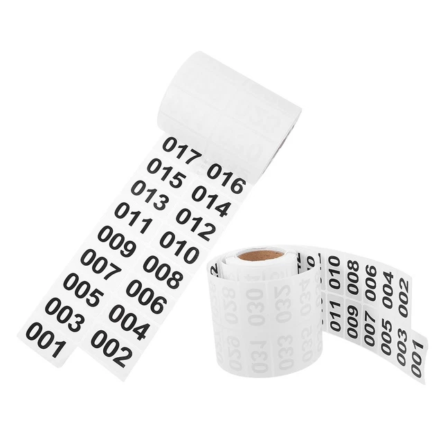 2 ROLLS CONSECUTIVE Number Inventory Labels Self Adhesive Number Label ...