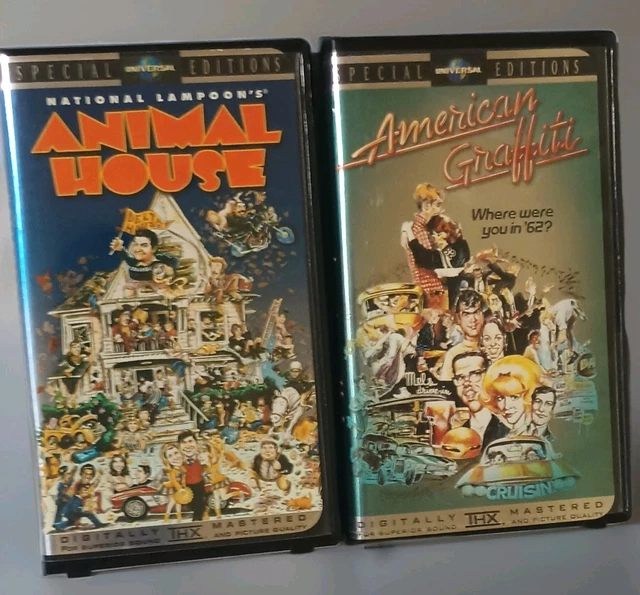 AMERICAN GRAFFITI & Animal House VHS Rare Vintage Clam Shells with ...