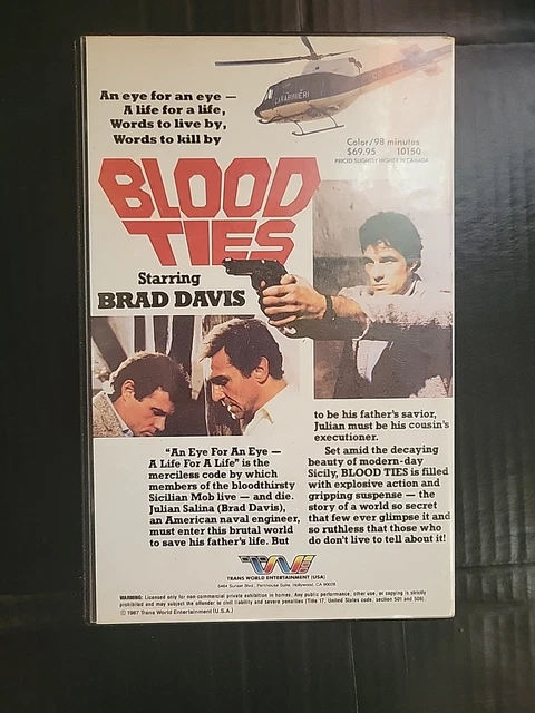 BLOOD TIES VHS Trans World Entertainment Tape With Matching Clamshell ...