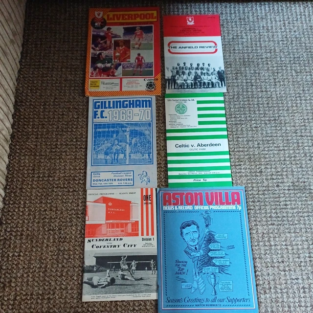 LIVERPOOL SUNDERLAND CELTIC Aston Villa Gillingham Programmes £2.24 ...