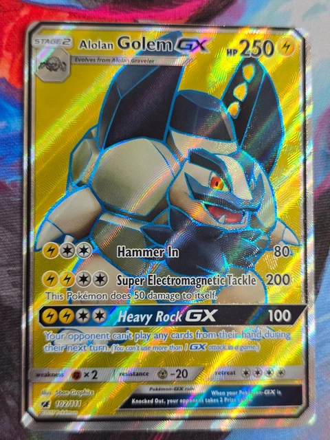 ALOLAN GOLEM GX 102/111 Pokemon Crimson Invasion Sun & Moon Full Art ...