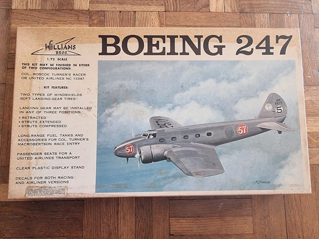 WILLIAMS BROS 1:72 Boeing 247 Airliner Model Kit #72-247 £23.56 ...