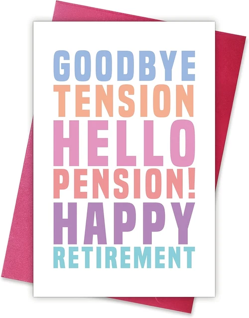 HAPPY RETIREMENT CARD, Funny Retirement Card, Goodbye Tension Hello ...