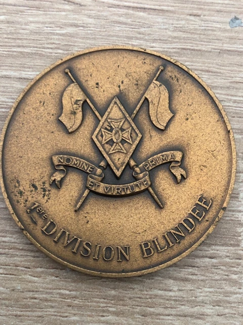 MÉDAILLE MILITAIRE DE table bronze 1ère division blindée Tunisie 1942 ...