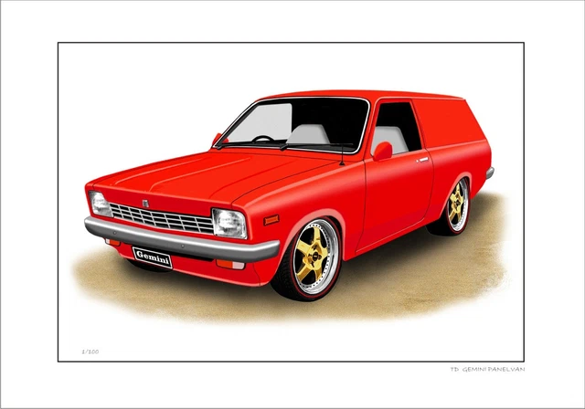 HOLDEN TD GEMINI Panelvan Limited Edition Car Drawing Print ( 6 Car ...