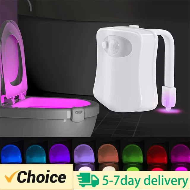 MOTION SENSOR LED Night Light RGB 8 Colors Toilet Bathroom Lamp 3 AAA ...