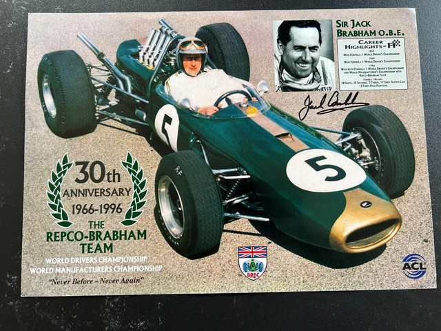 SIGNED 12X8 30TH Anniversary Repco-Brabham team poster Formula 1 World ...