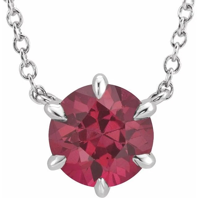 5MM LAB-GROWN RUBIS Solitaire 18 " Collier En Platine EUR 618,47 ...