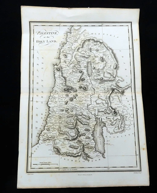 ANTIQUE MAP OF Israel Palestine The Holy Land Jerusalem Judaica Jewish ...