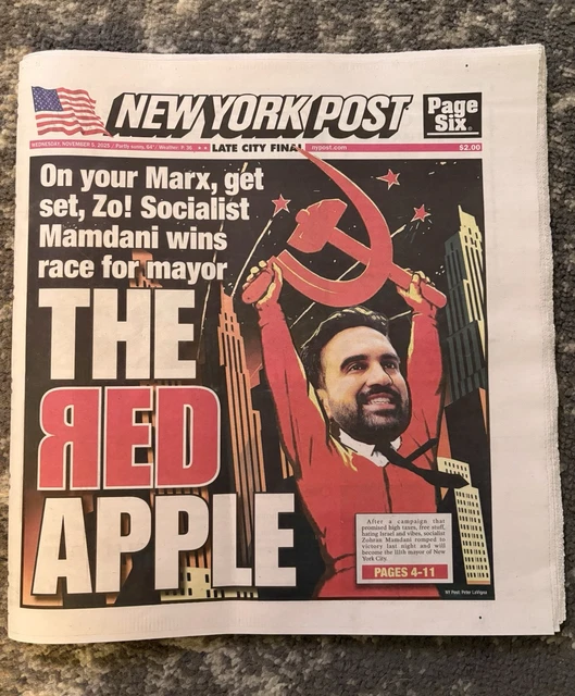 NEW YORK POST Zohran Mamdani Cover November 5th 2025 Original Copy ...