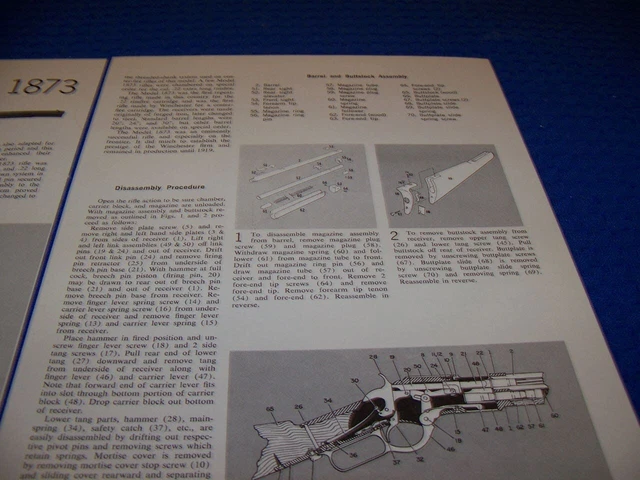WINCHESTER MODEL 1873 Rifle Ser. ..Takedown/Exploded View/Parts Legend ...