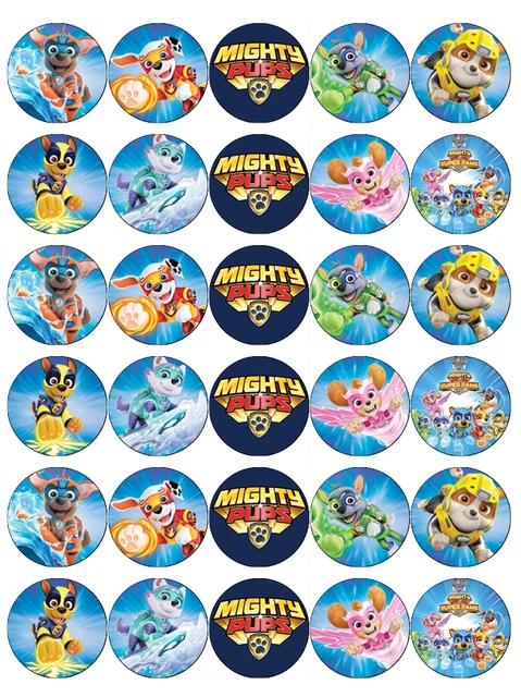 30X PAW PATROL Mighty Pups Cupcake Topper essbar Oblatenpapier Fee ...